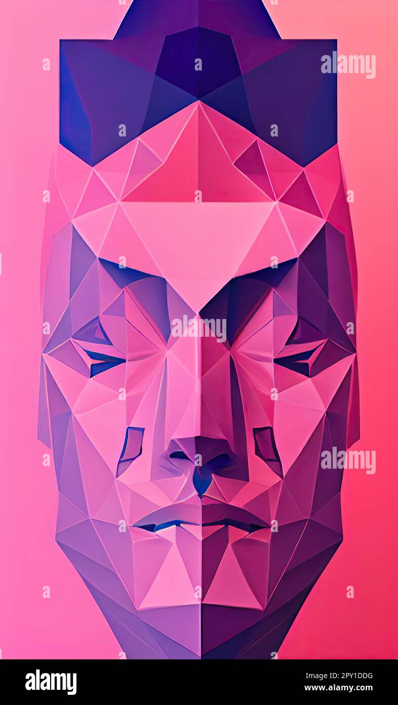 Low poly man's head 3d illustration Stock Photo - Alamy