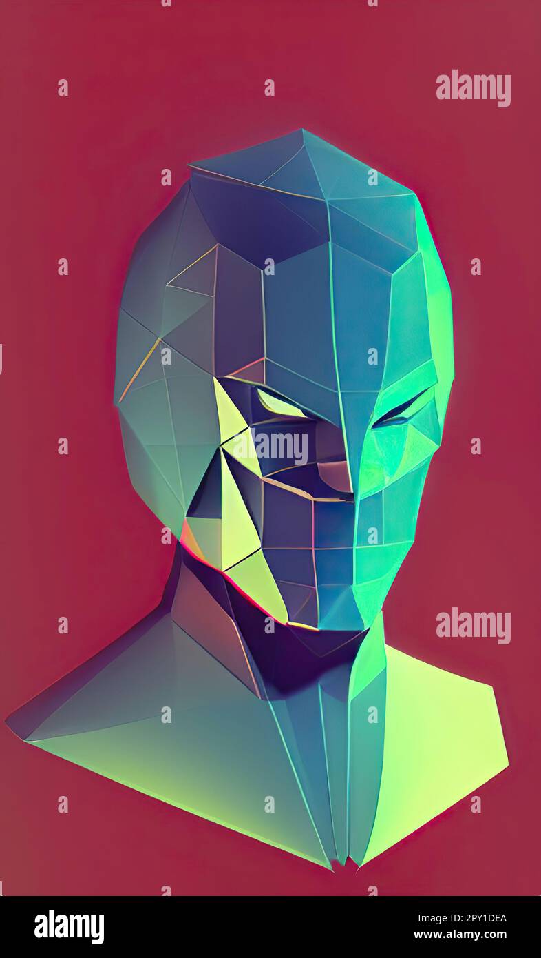 Low poly man's head 3d illustration Stock Photo - Alamy