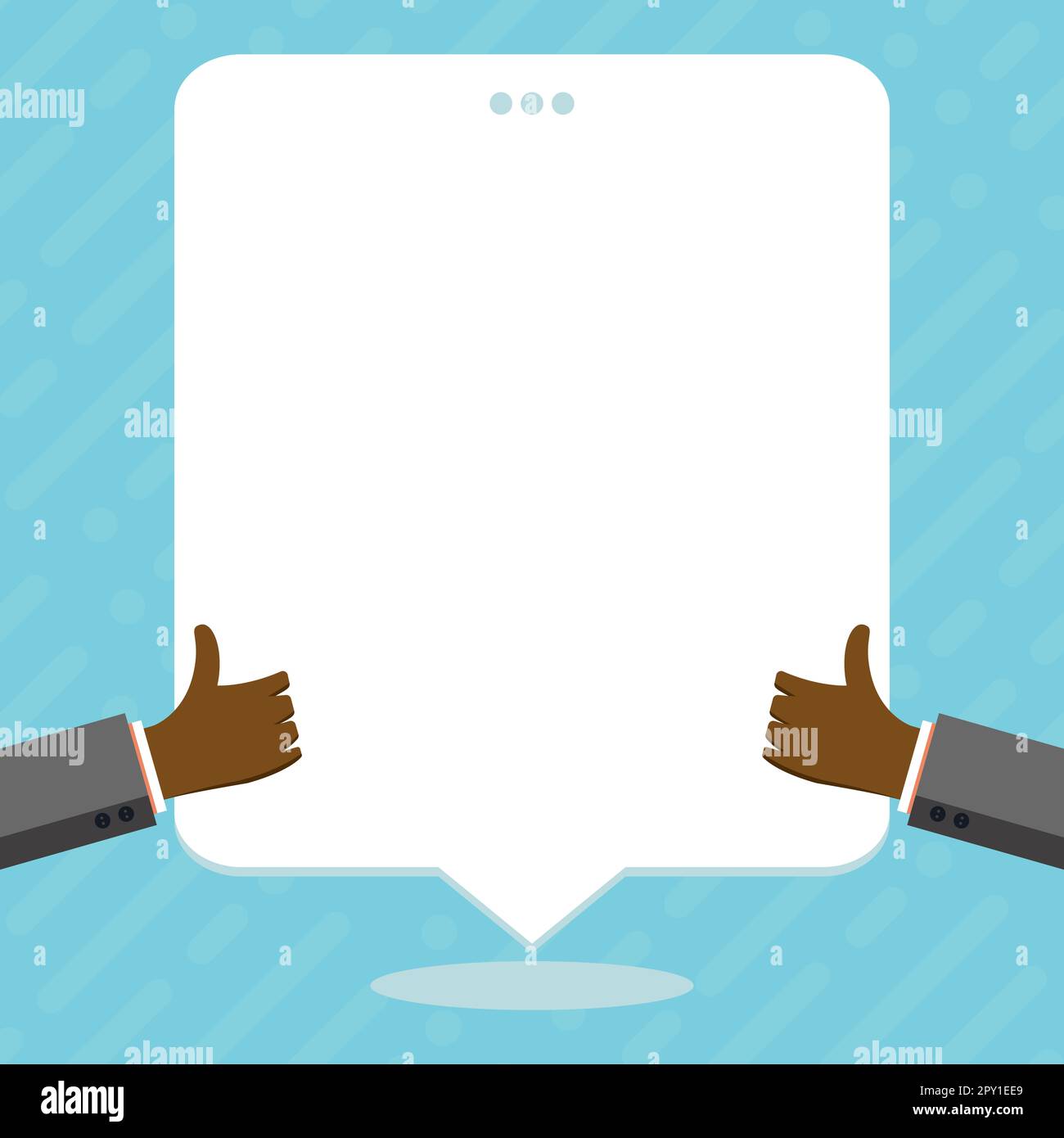 Big finger raised up pointing to whiteboard with important information ...