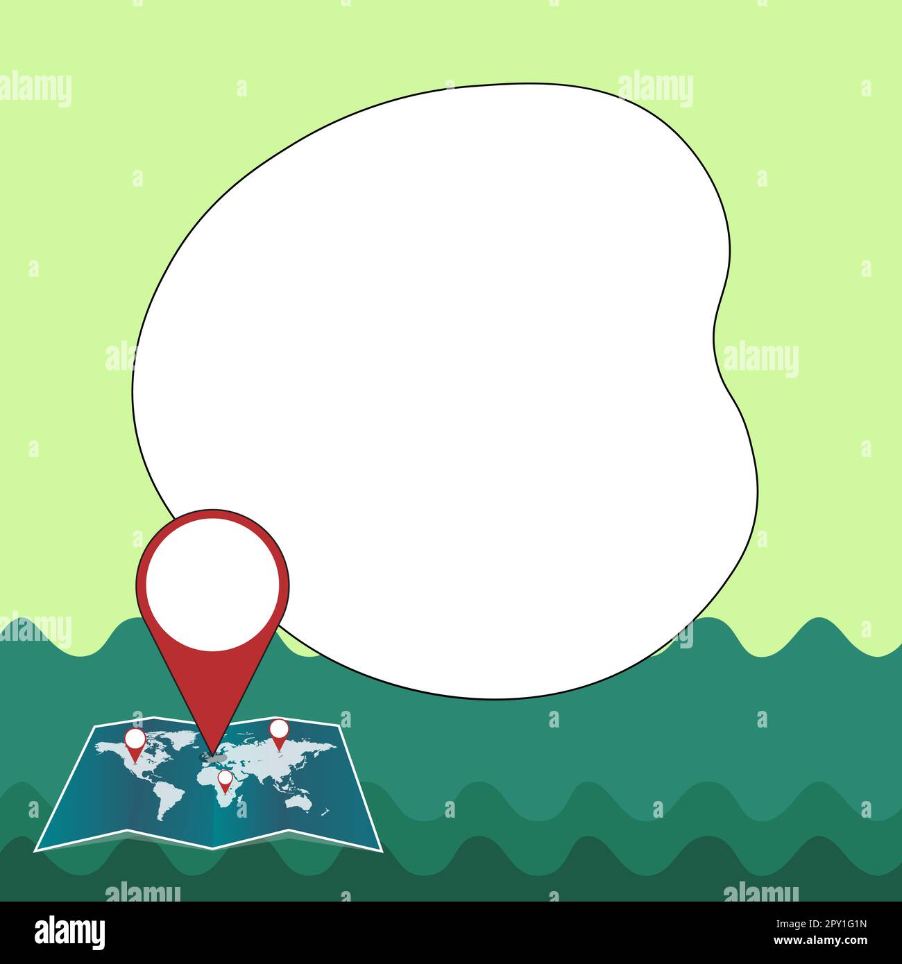 Speech Bubble With Important Message Above Map With Destination Point ...