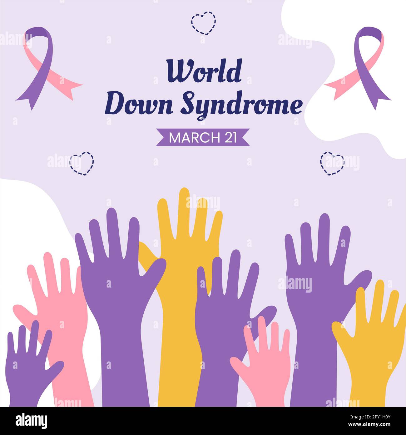 World Down Syndrome Day Social Media Illustration Flat Cartoon Hand
