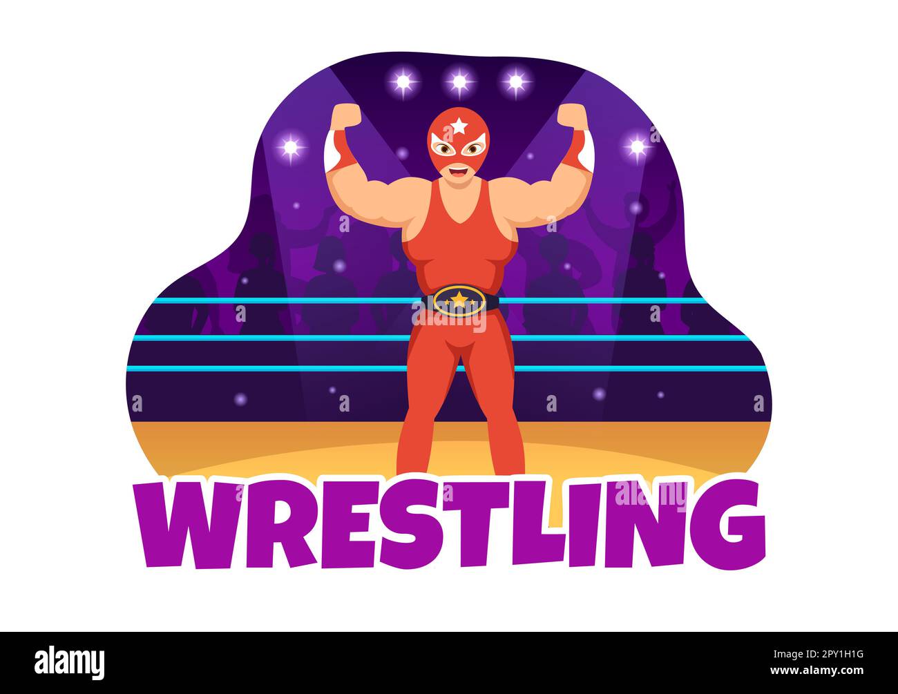 Wrestling Illustration with Two fighters Boxing Competition or ...