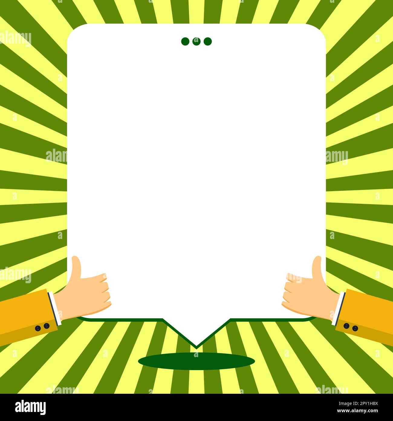 Big finger raised up pointing to whiteboard with important information ...