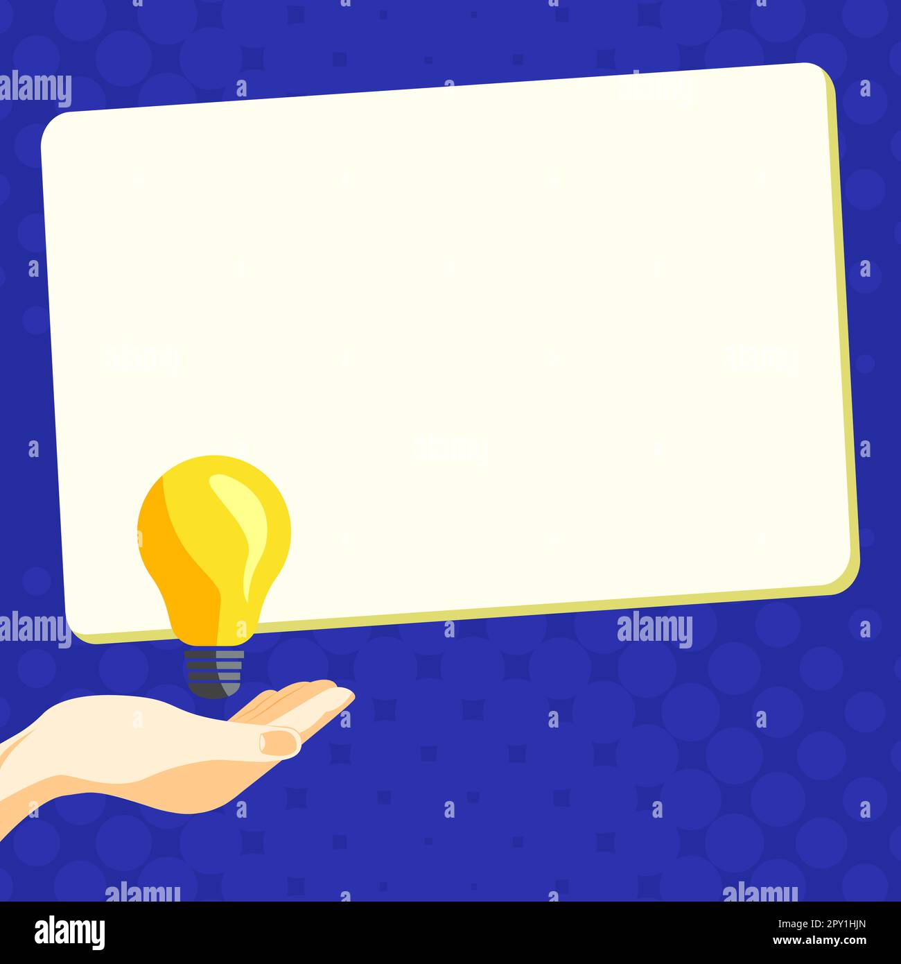 Hand holding yellow bulb. Important message written on white textholder ...