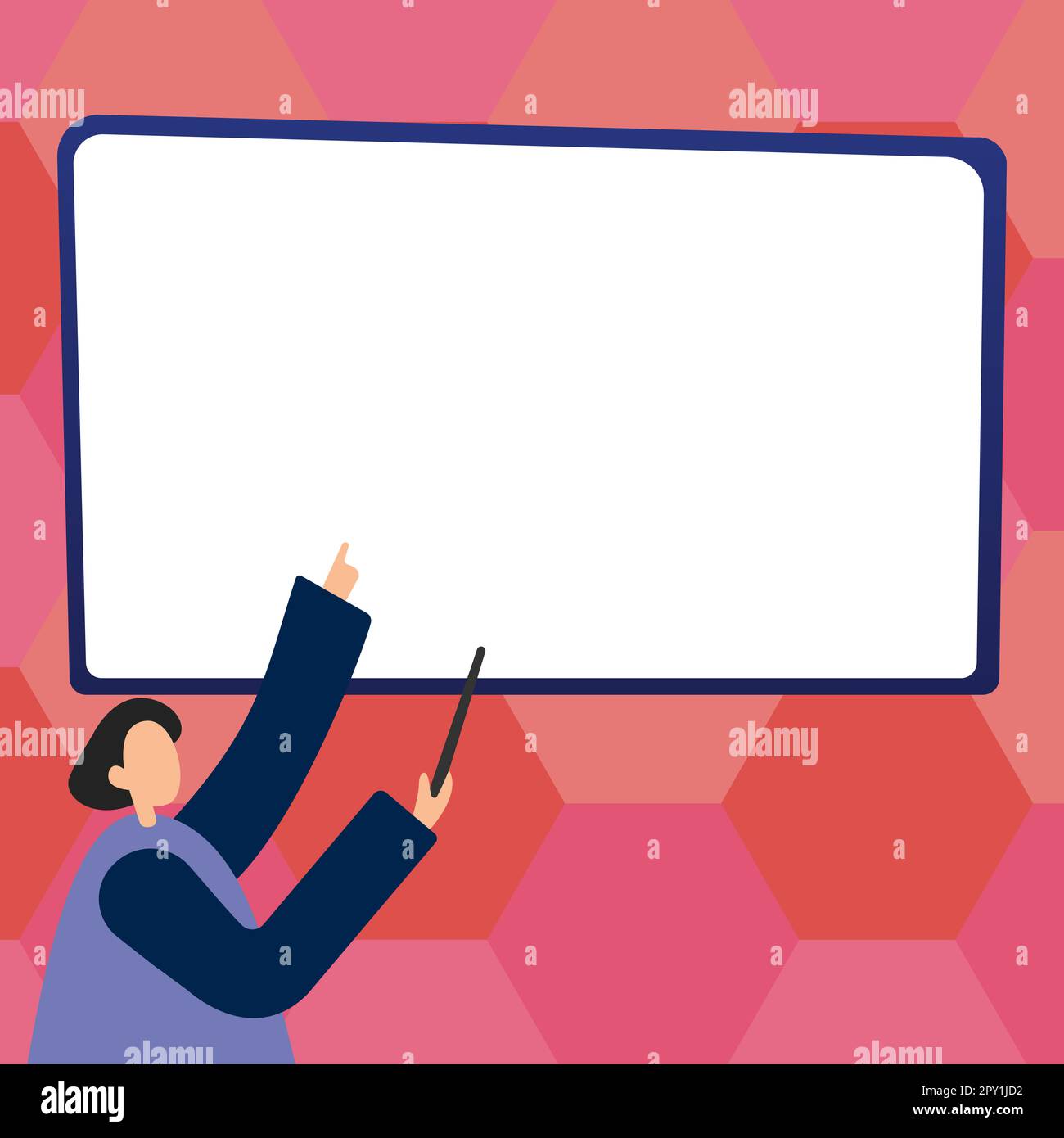 Woman pointing with pointer to important information written on ...