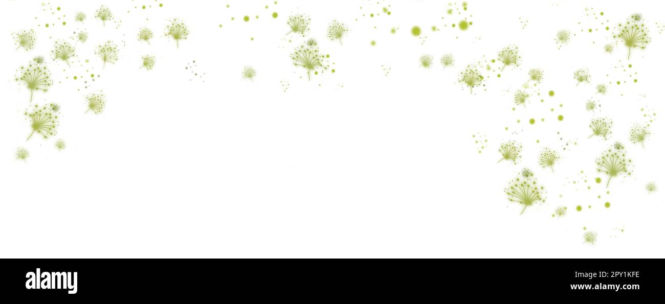 Many different focused round particles of pollen on white. Horizontal ...