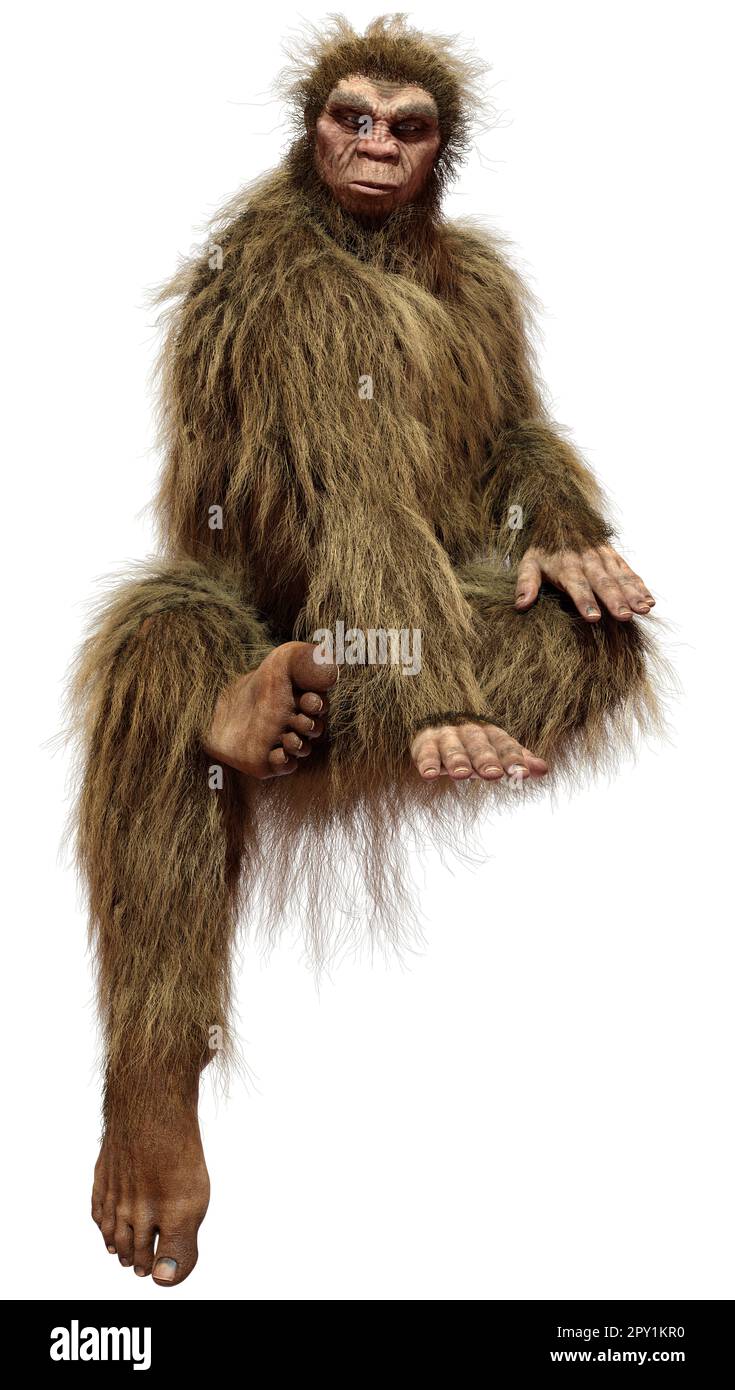 3D rendering of a Sasquatch or Bigfoot isolated on white background ...