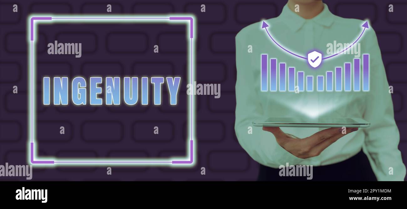 Text caption presenting Ingenuity, Concept meaning the quality of being ...