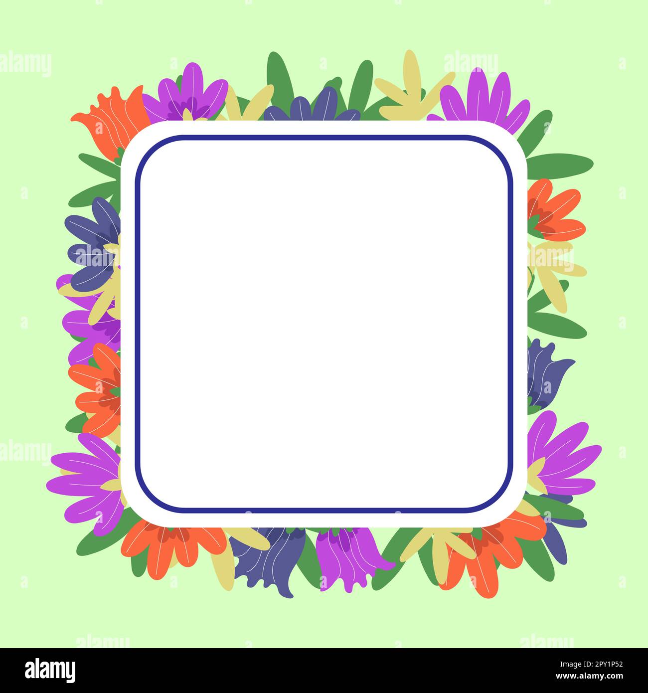 Square Shape Text Frame Surrounded With Assorted Flowers Hearts And ...