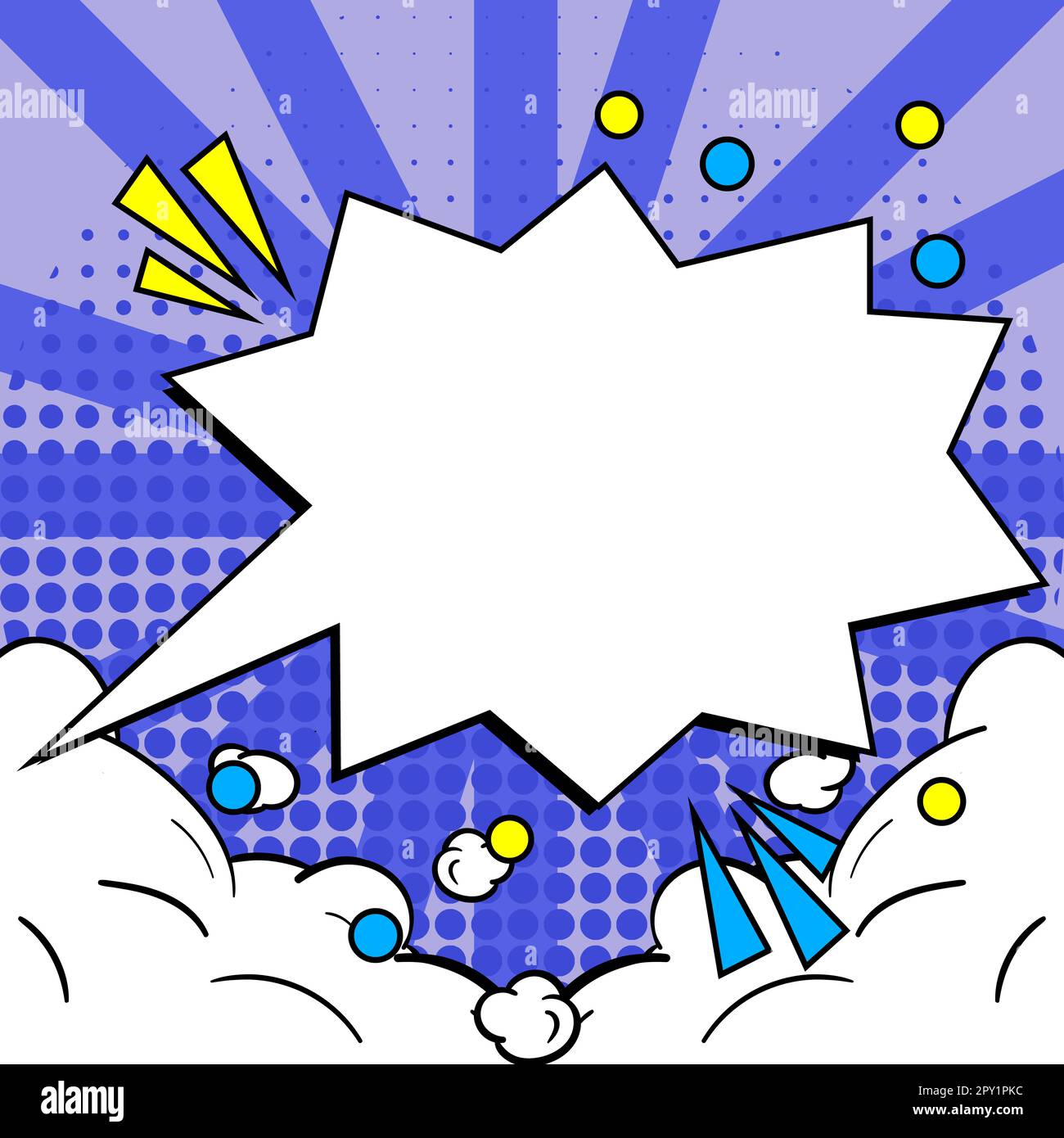 Comic Speech Bubble With Copy Space And Doodles. Empty Explosion ...