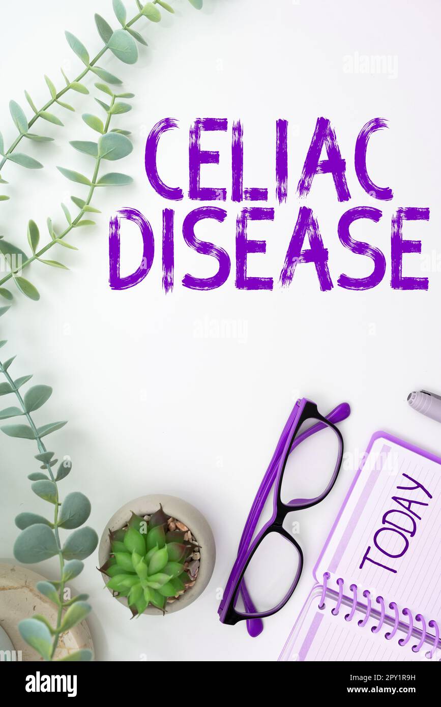 Hand writing sign Celiac Disease, Business approach Small intestine is ...