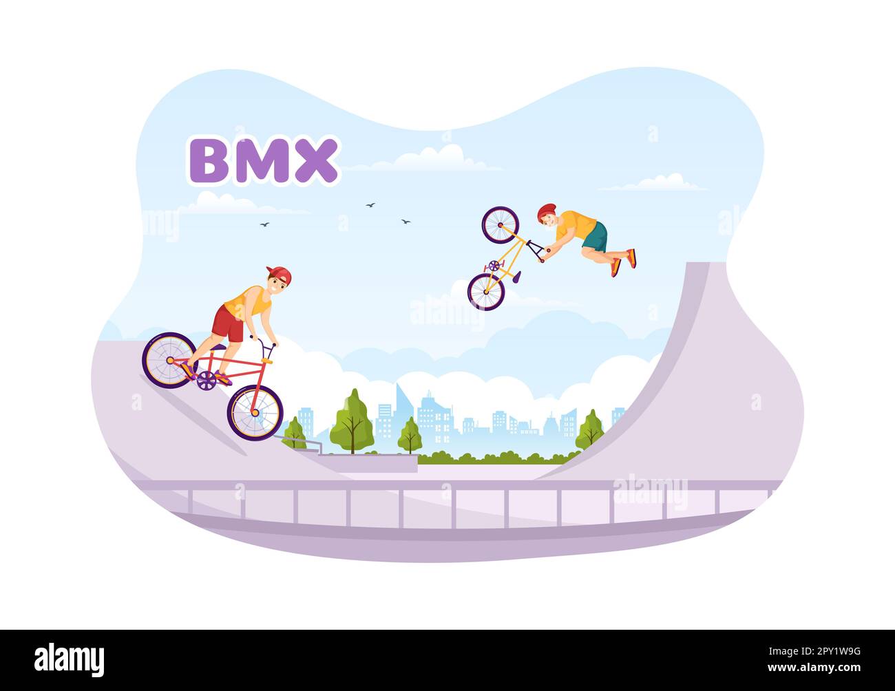 BMX Bicycle Sport Illustration with Young People Riding Bicycles for ...