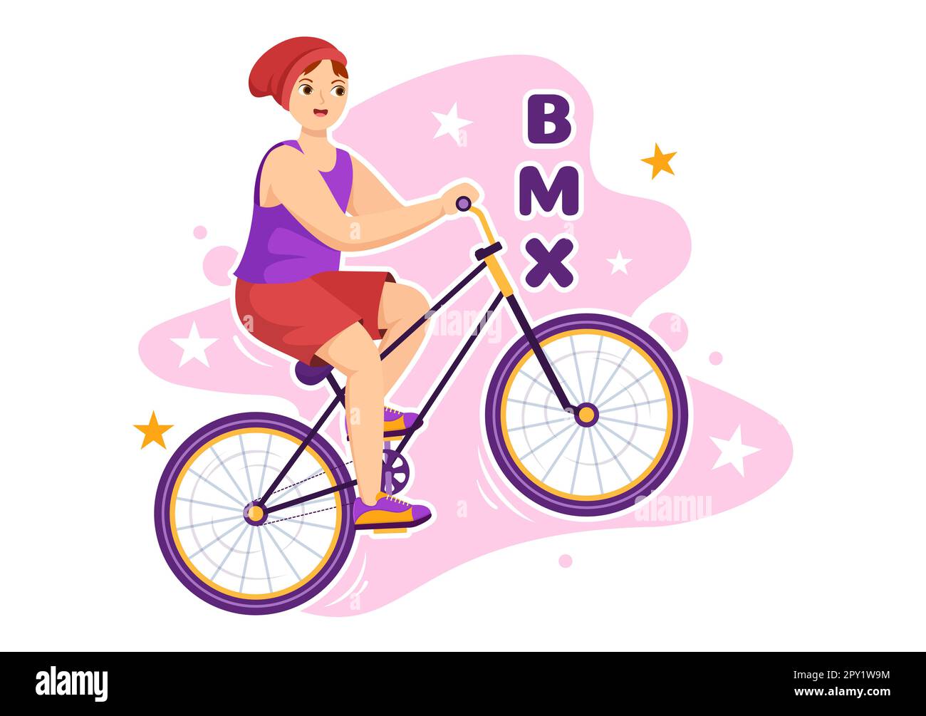 BMX Bicycle Sport Illustration with Young People Riding Bicycles for ...