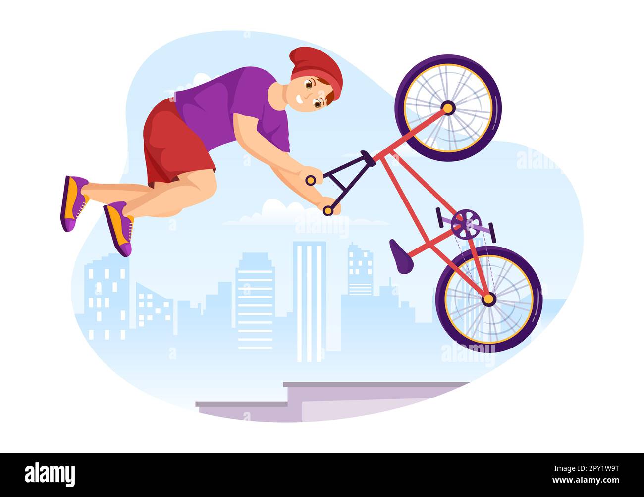 BMX Bicycle Sport Illustration with Young People Riding Bicycles for ...