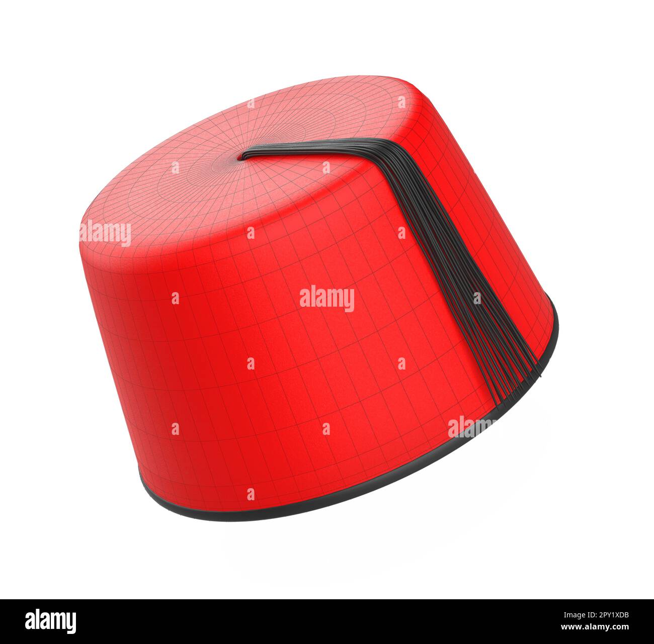3D model of red turkish fez with visible wireframe Stock Photo - Alamy
