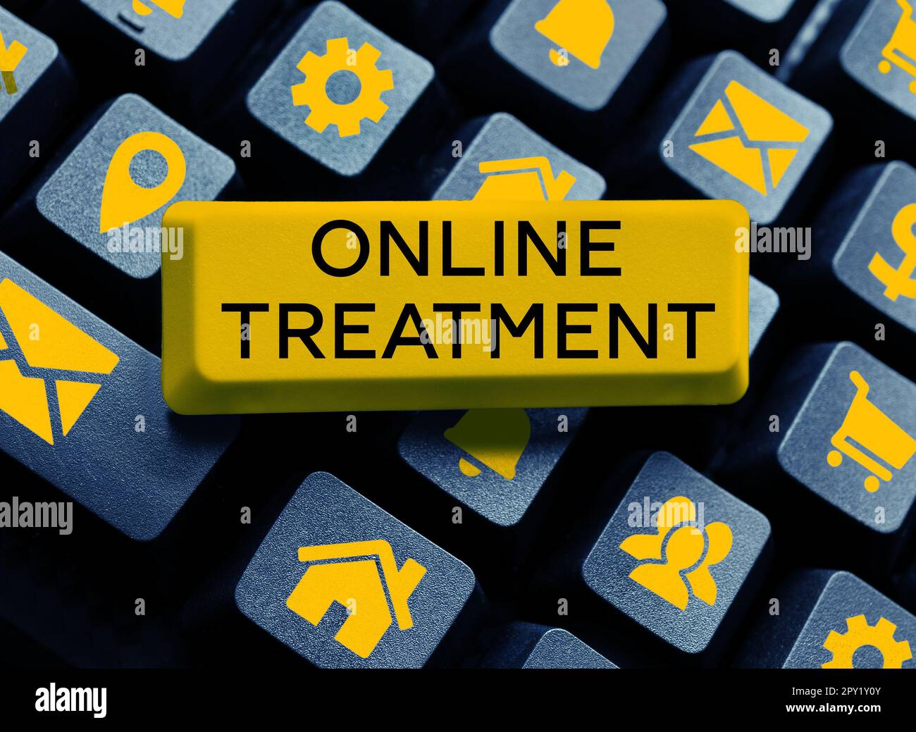 Sign displaying Online Treatment, Business overview delivery of mental ...
