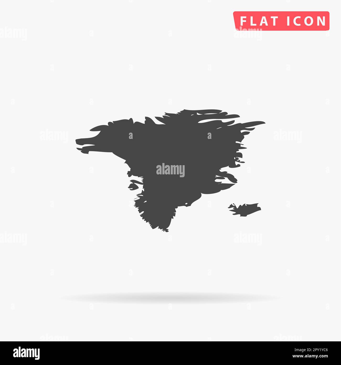 Alaska map. Simple flat black symbol with shadow on white background ...