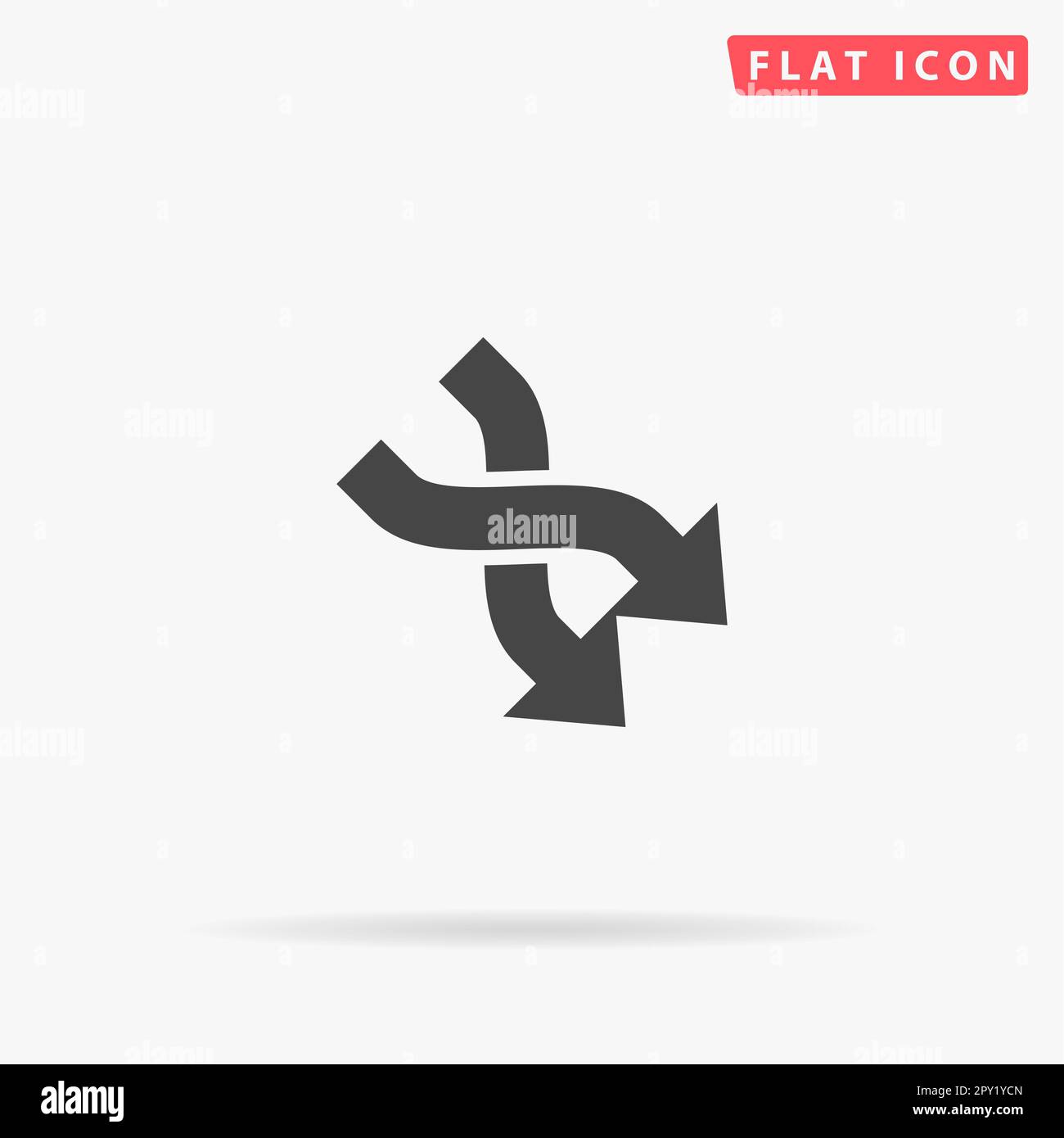 Arrow in Arrow. Simple flat black symbol with shadow on white ...