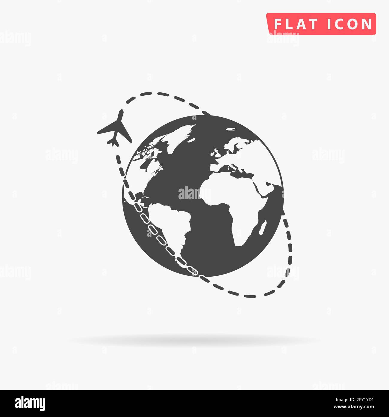 Air travel destination. Simple flat black symbol with shadow on white ...