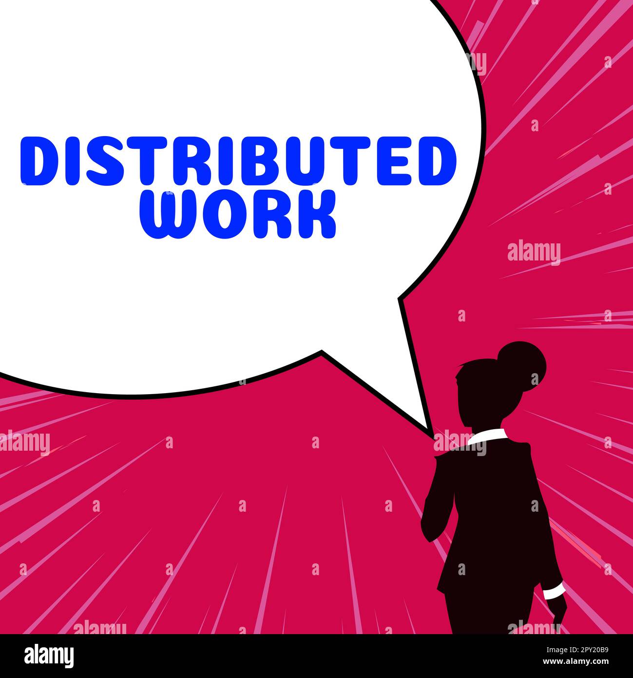 Conceptual display Distributed Work, Business showcase practiced by enterprises using network ...