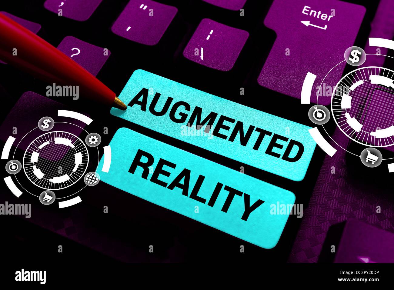 Conceptual caption Augmented Reality, Business showcase technology that ...