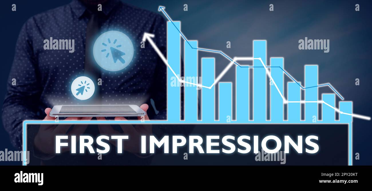 Writing displaying text First Impressions, Concept meaning What a ...