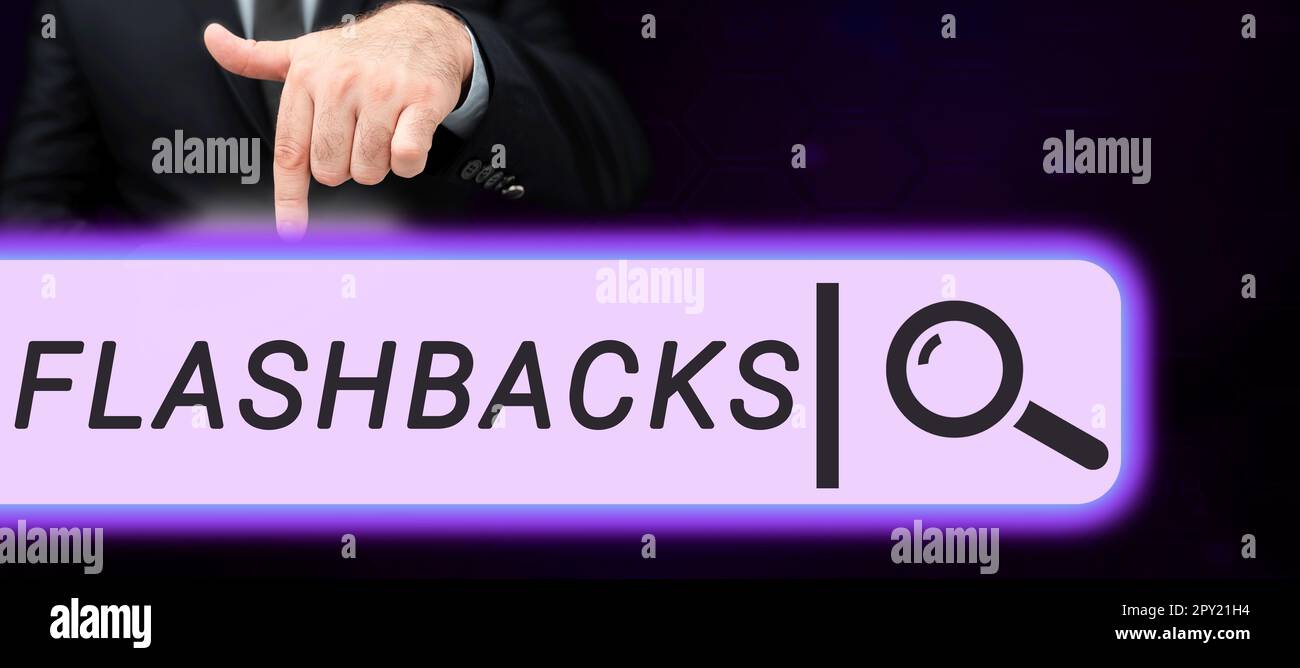 Text sign showing Flashbacks, Conceptual photo interruption of ...