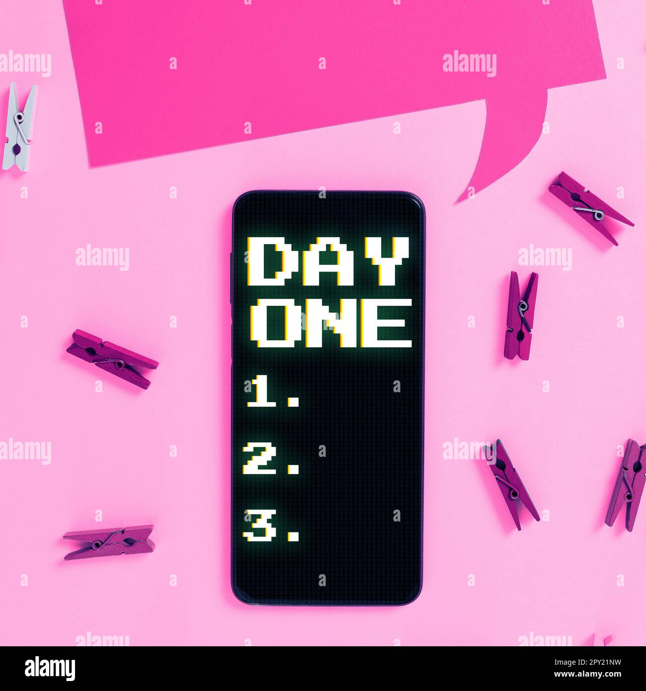 Sign displaying Day One, Concept meaning Start moment First step ...