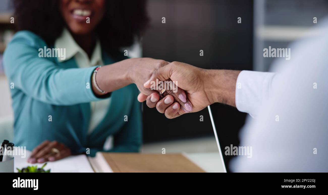 Staffing Interview In Office. Law Recruiter Meeting Handshake Stock ...