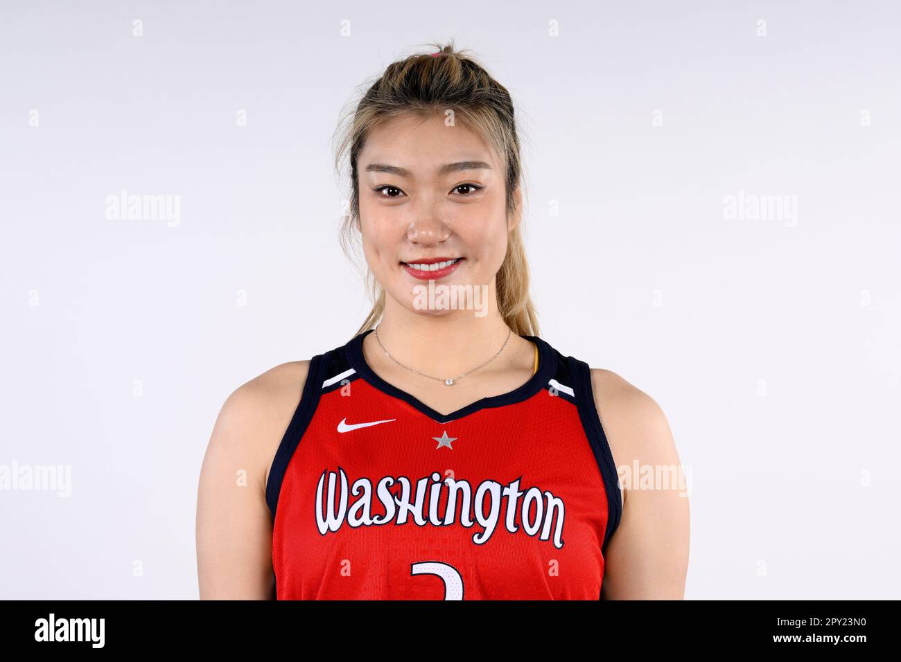 Washington Mystics guard Li Meng poses for a photograph during an WNBA ...