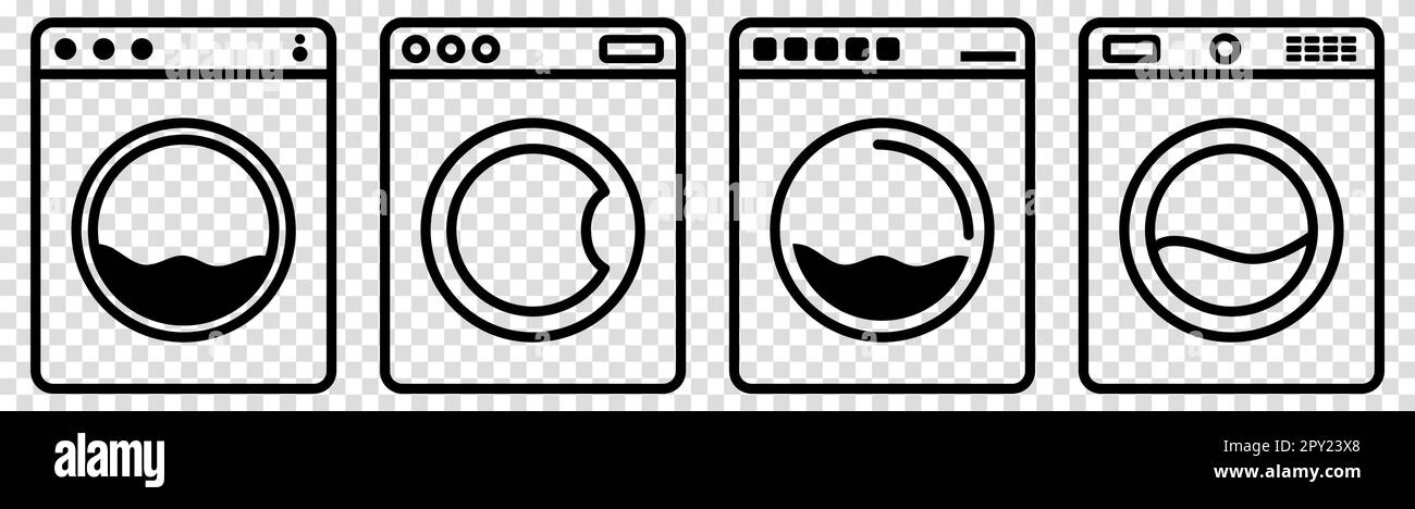 Set of washing machine icons. Home electric appliances. Vector ...