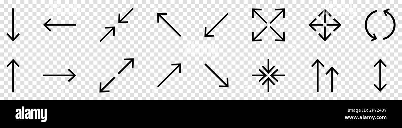 Set of line arrows icons. Interface elements. Vector illustration isolated on transparent ...