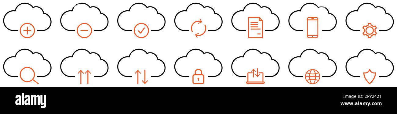 Computer cloud line icons. Design can use for web and mobile app. Vector illustration Stock ...
