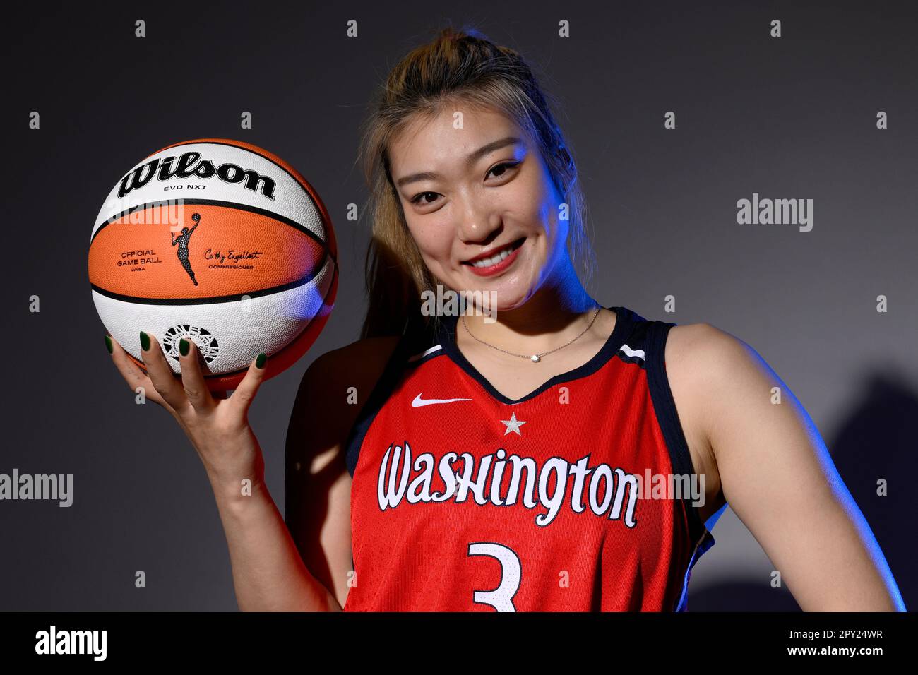 Washington Mystics guard Li Meng (3) poses for a photograph during an ...