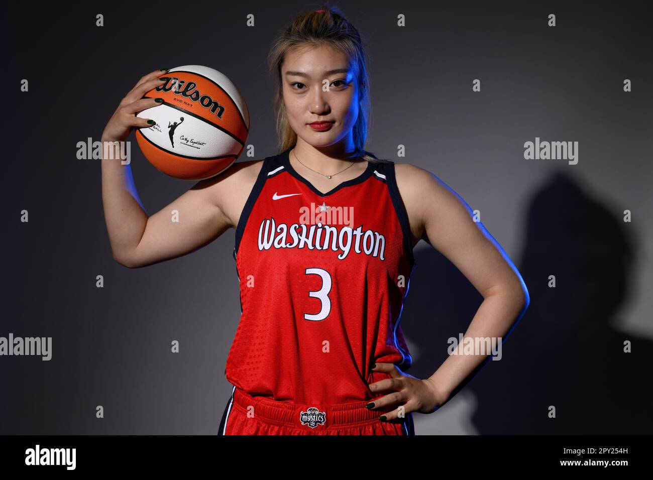 Washington Mystics guard Li Meng (3) poses for a photograph during an ...