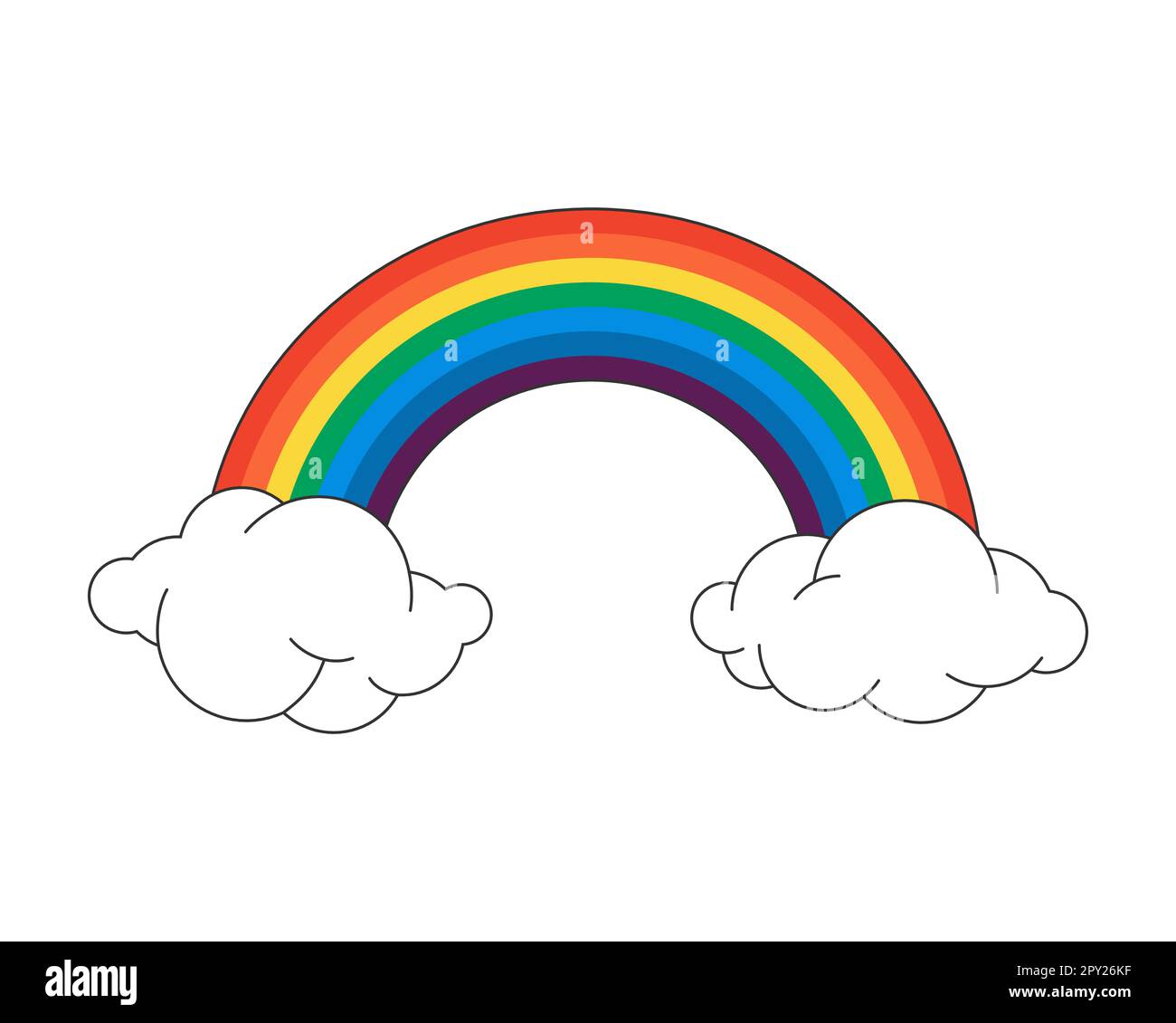 Retro groovy hipster rainbow with cloud. Psychedelic hippie colorful ...