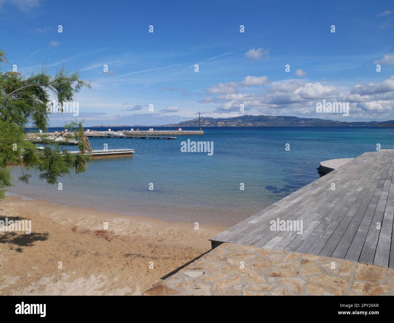 Palau, Sardinia, Italy. Cala Capra Resort Marina and beach Stock Photo ...