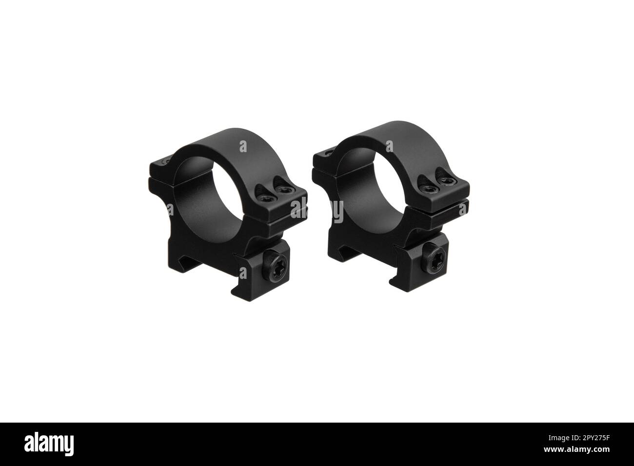 Quick disconnect mount made for holding a scope on a rifle isolated on ...