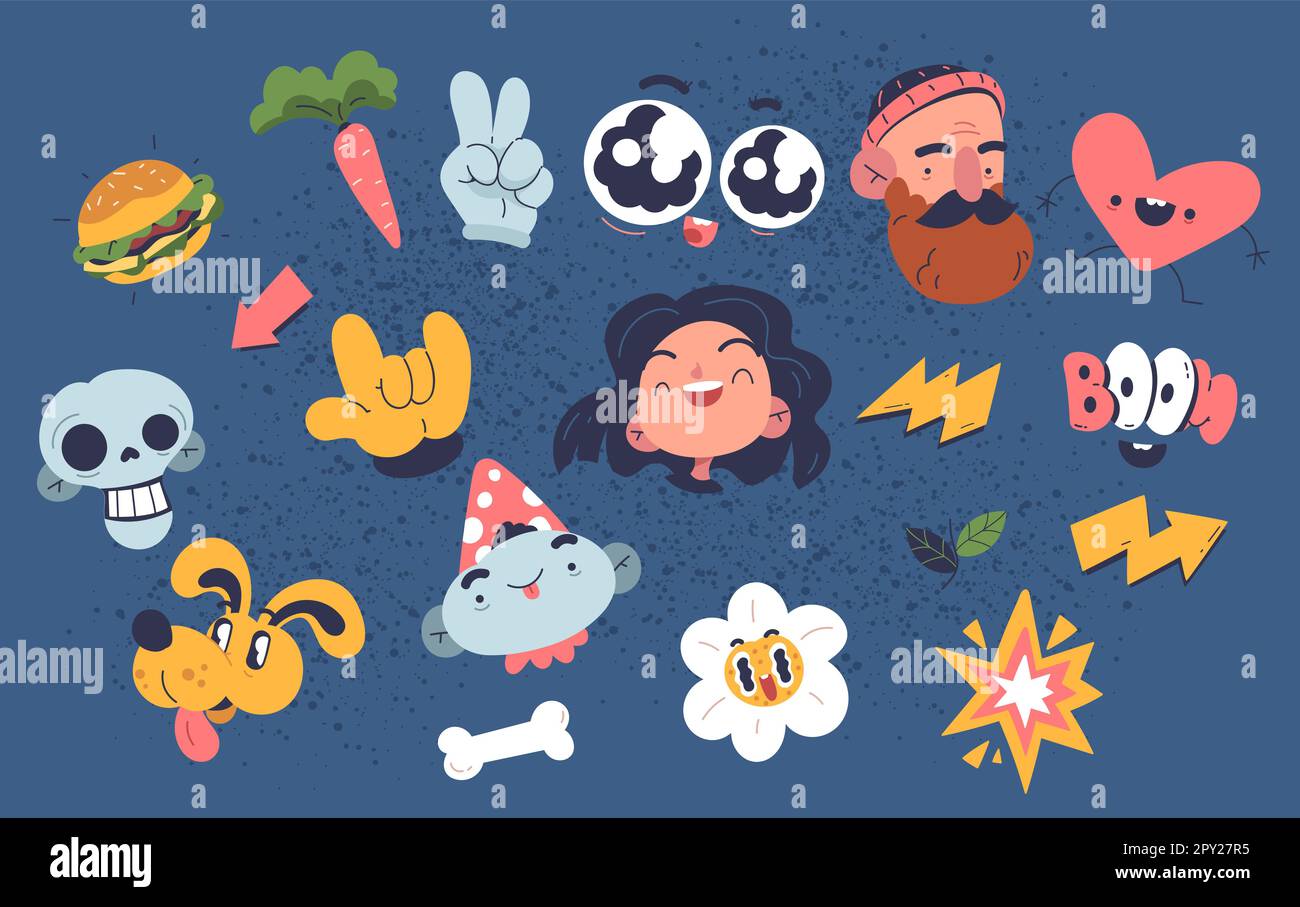 Funny characters stickers Stock Vector Image & Art - Alamy