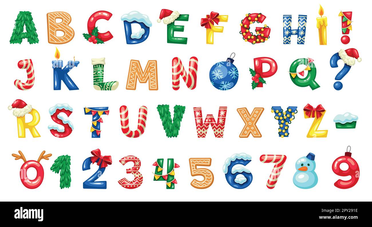 Christmas font set Stock Vector Image & Art - Alamy