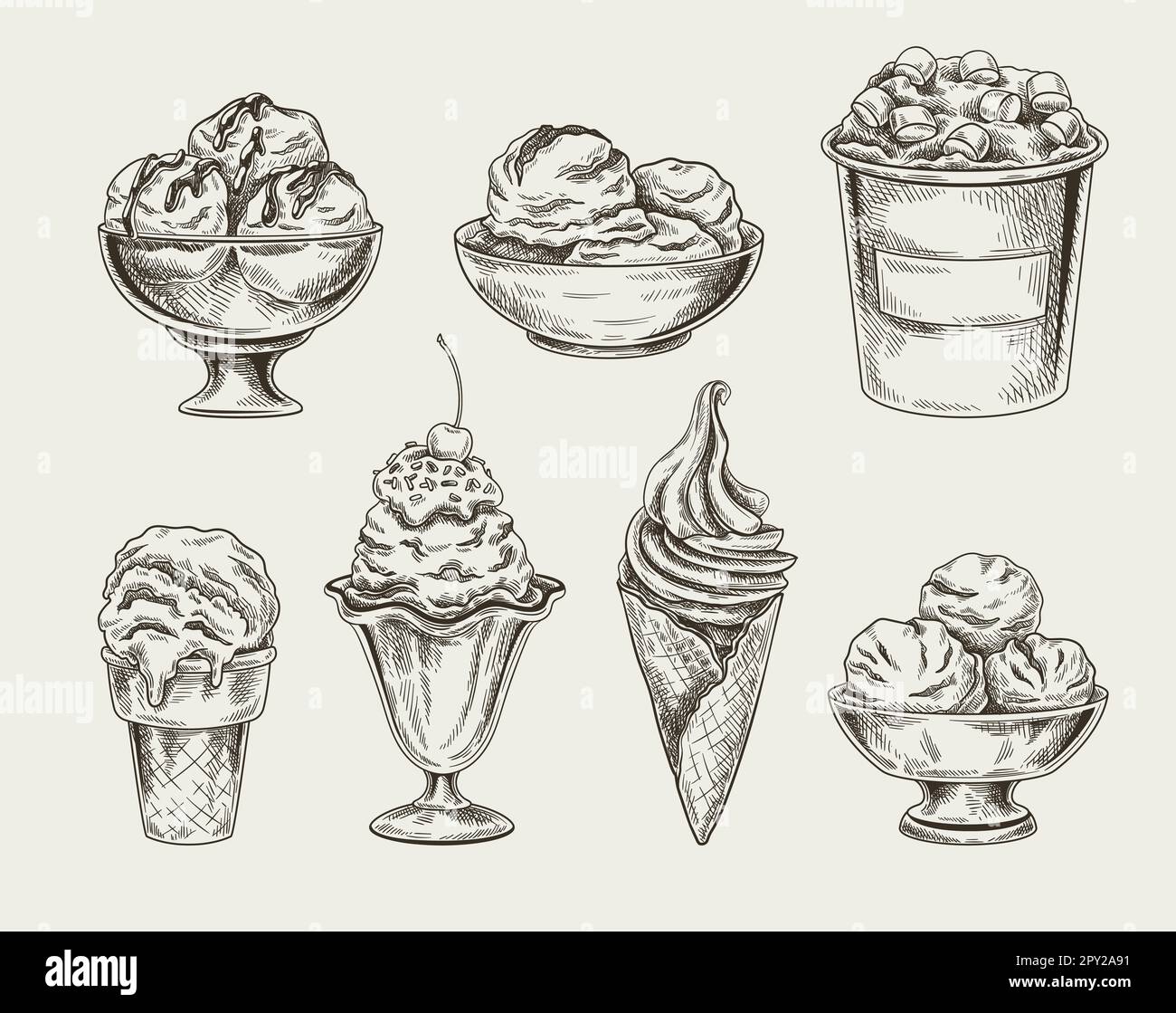 Hand drawn sketch icecream Stock Vector Images - Alamy