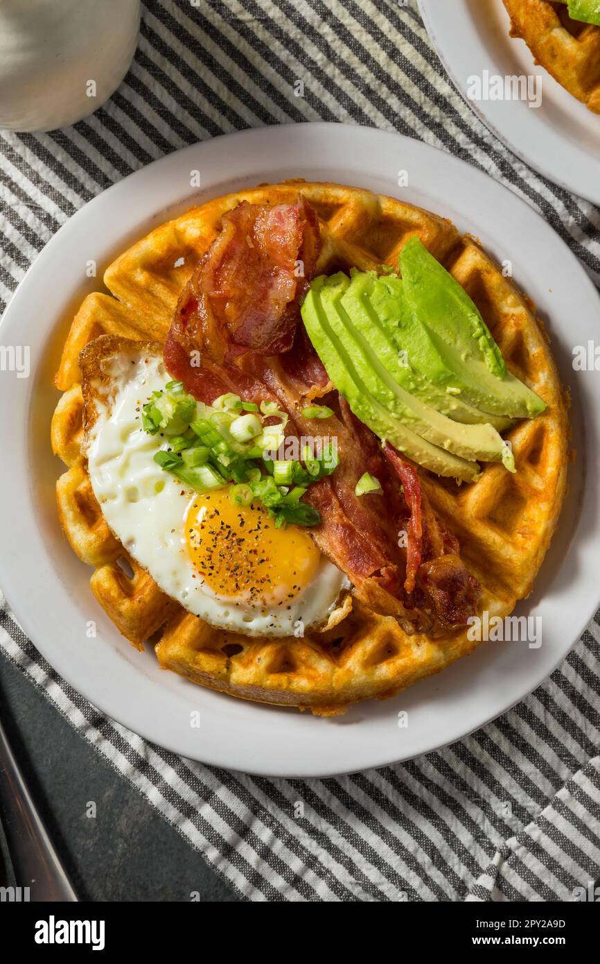 Belgian waffles with eggs hi-res stock photography and images - Alamy