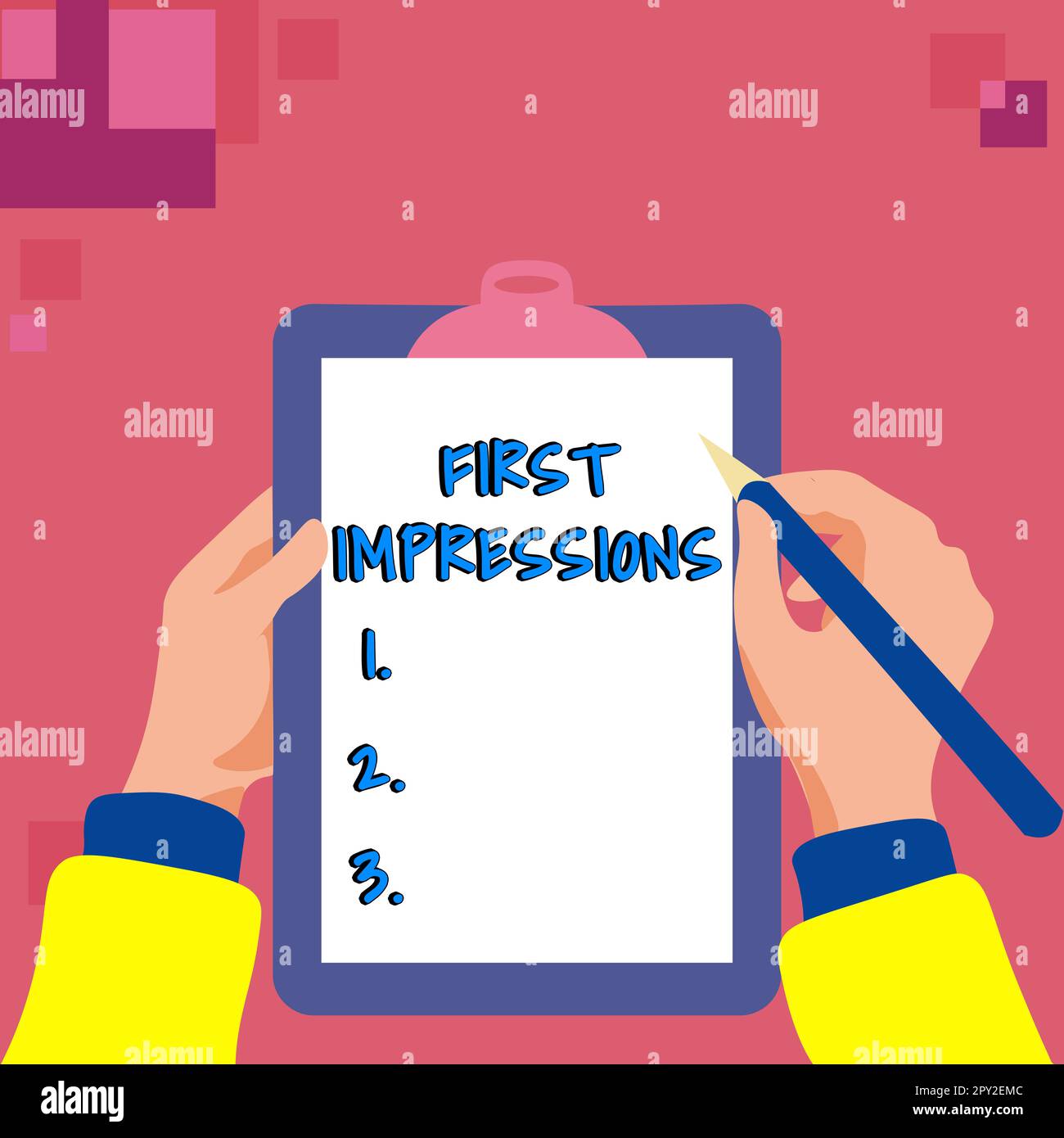 Text caption presenting First Impressions, Concept meaning What a ...