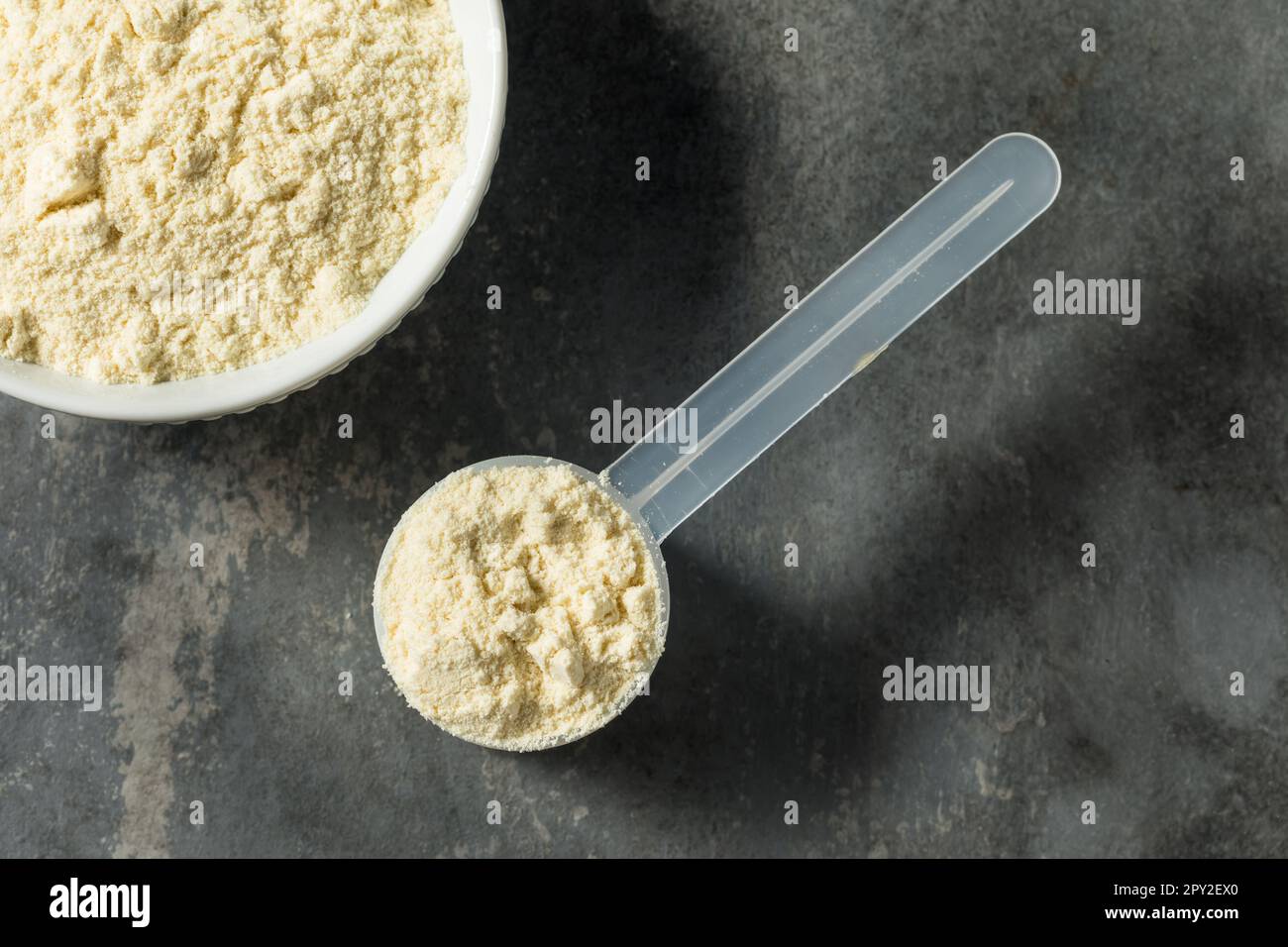 Organic Healthy Vanilla Whey Protein Powder in a Scoop Stock Photo - Alamy