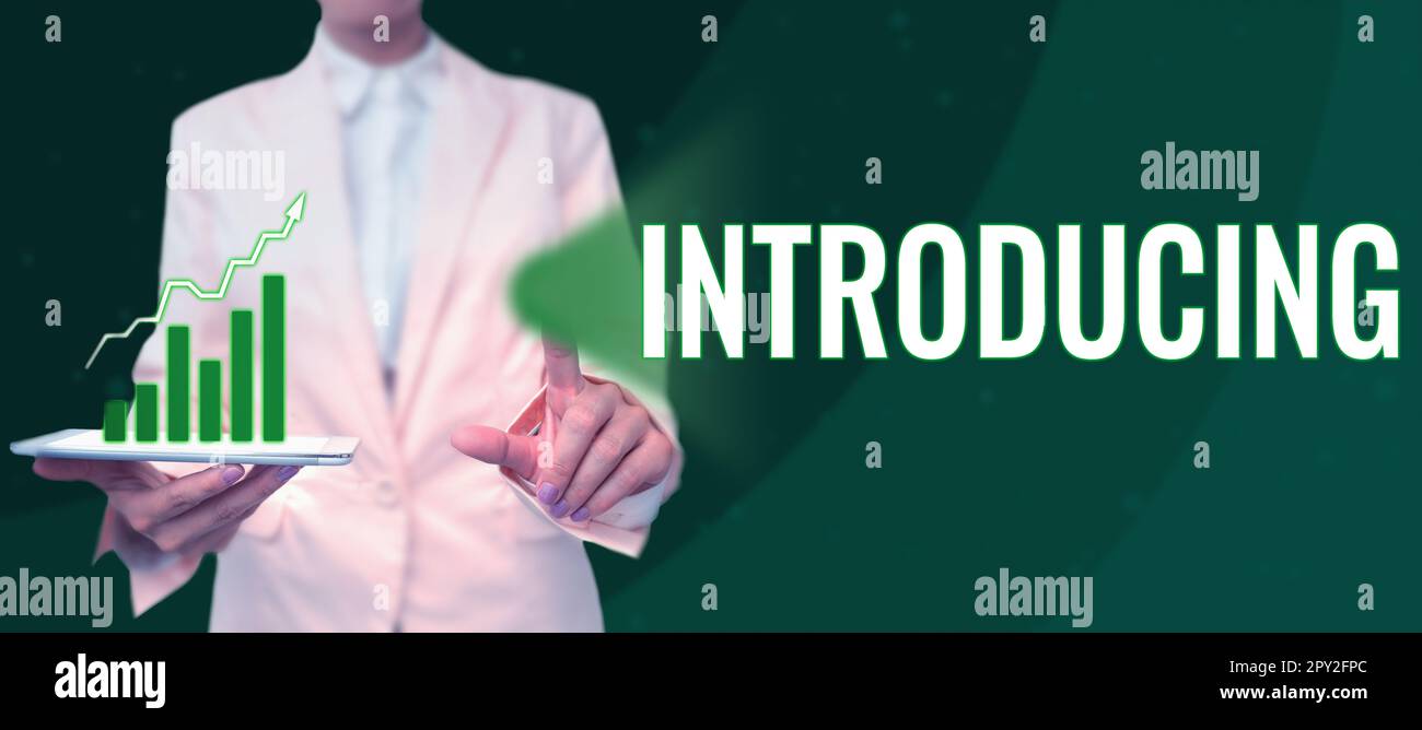 Text caption presenting Introducing, Word Written on Presenting a topic ...