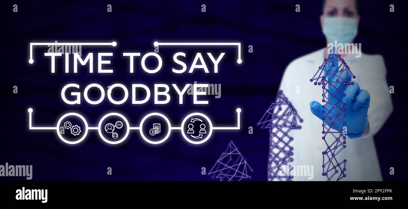Sign displaying Time To Say Goodbye, Business idea Bidding Farewell So ...