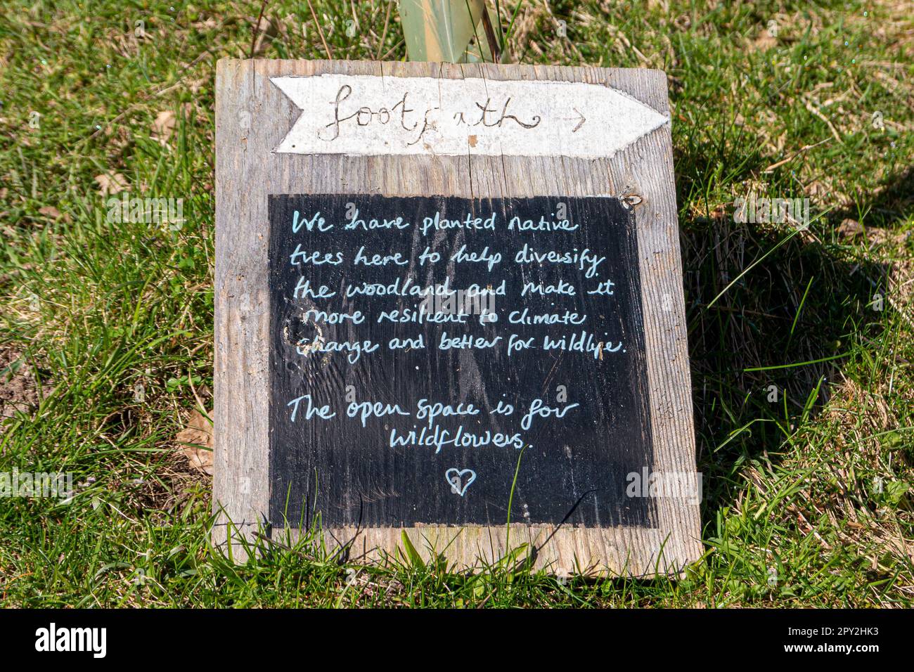 A different type of footpath sign which details environmental activites ...