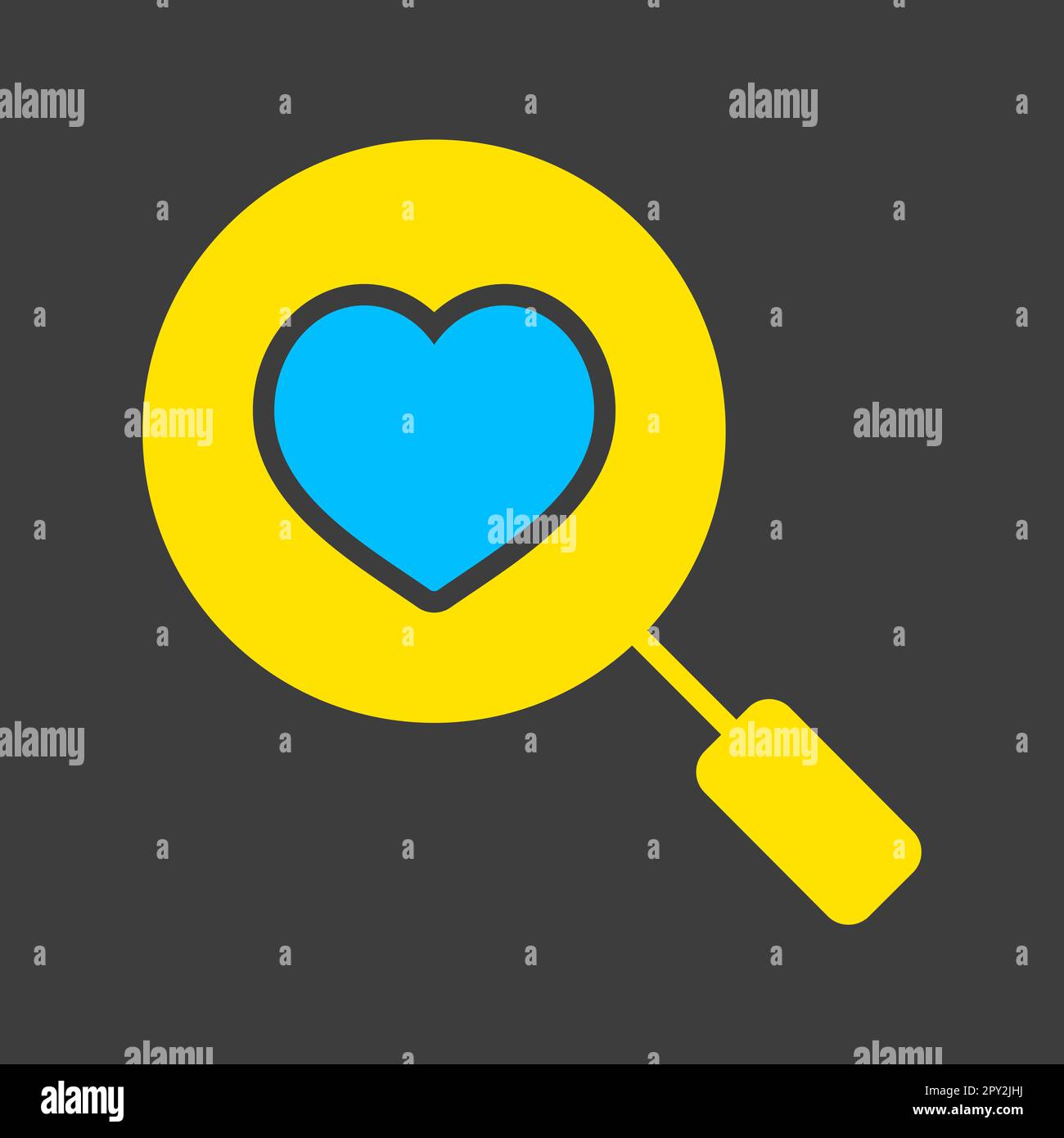 Heart search glyph on dark background icon. Valentines day symbol ...