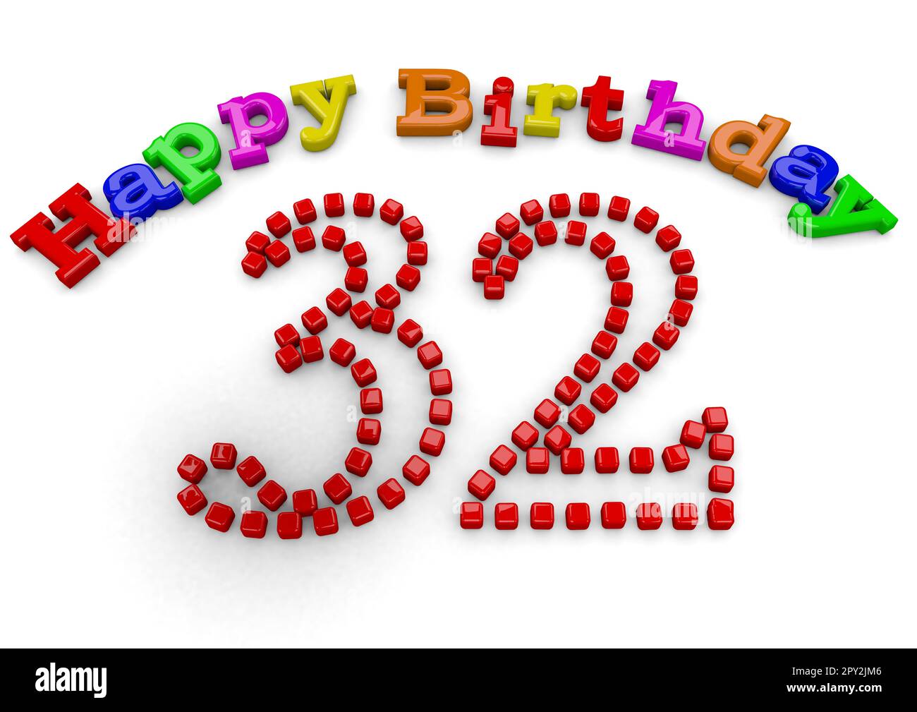 A 3D Rendering with lettering Happy Birthday and a big red number Stock ...