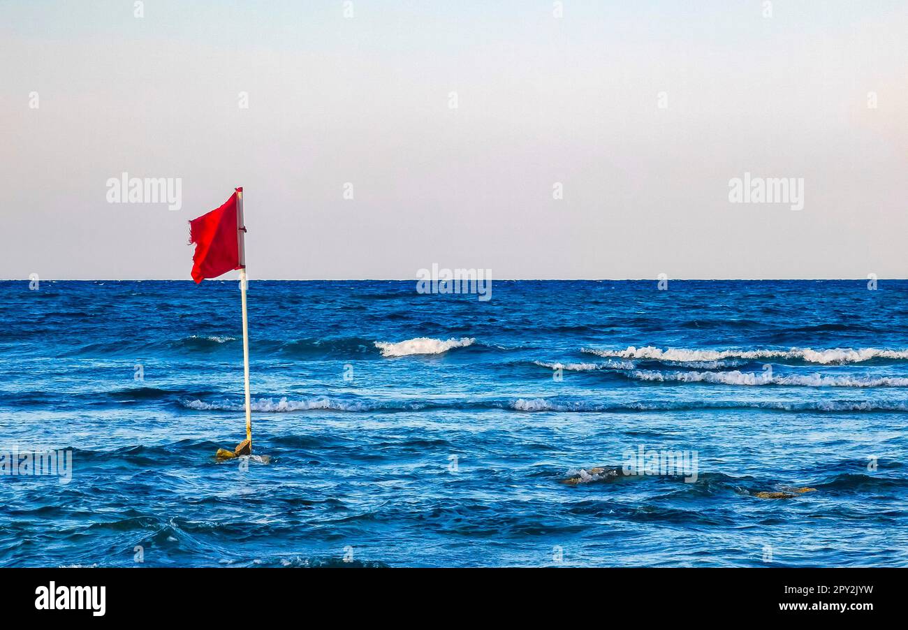 Red flag swimming prohibited high waves in Playa del Carmen Quintana ...